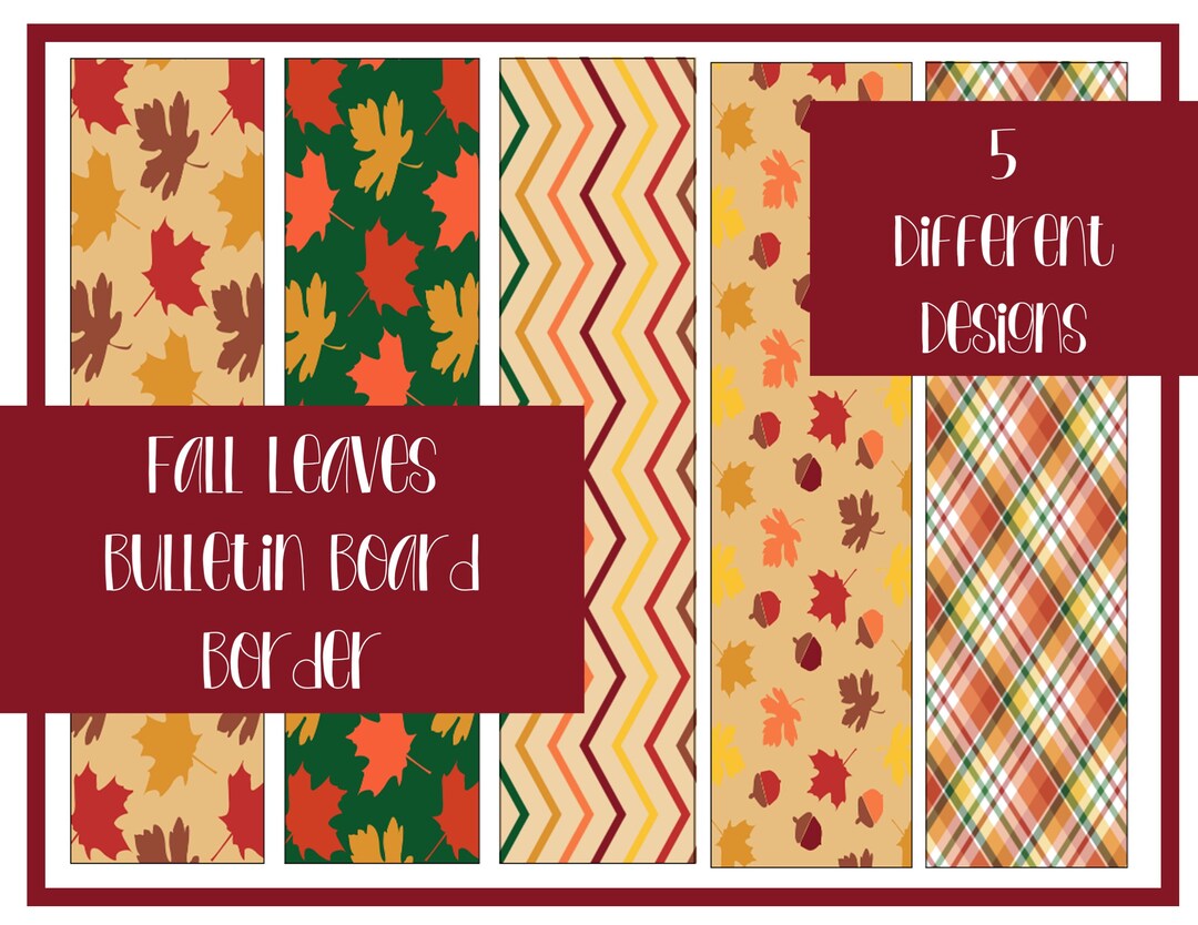 Fall Leaves Bulletin Board Border 5 Printable Designs - Etsy