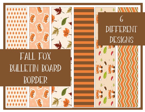 Fall Fox Bulletin Board Border 6 Printable Designs - Etsy