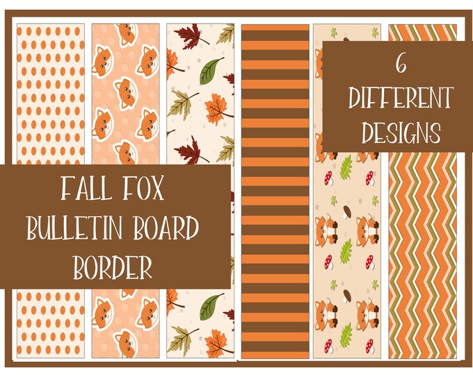 Fall Fox Bulletin Board Border 6 Printable Designs - Etsy