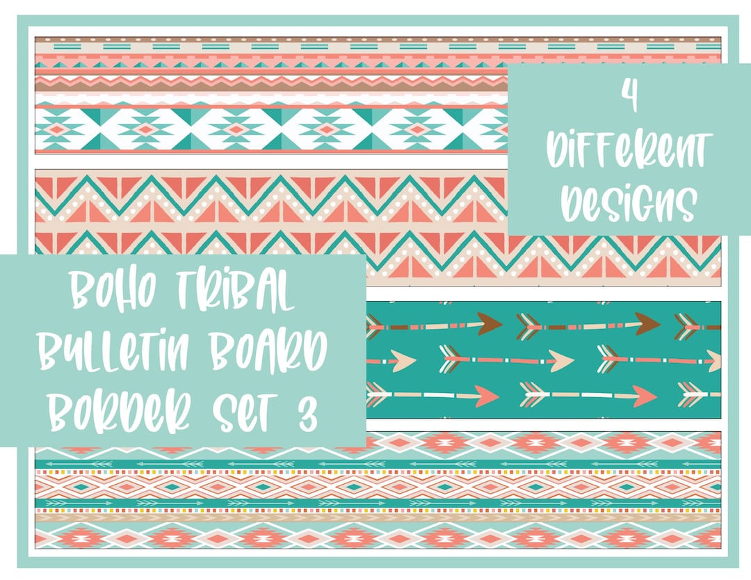 Boho Tribal Bulletin Board Border 4 Printable Designs (set 3) - Etsy