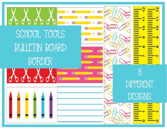 School Tools Bulletin Board Border 8 Printable Designs - Etsy