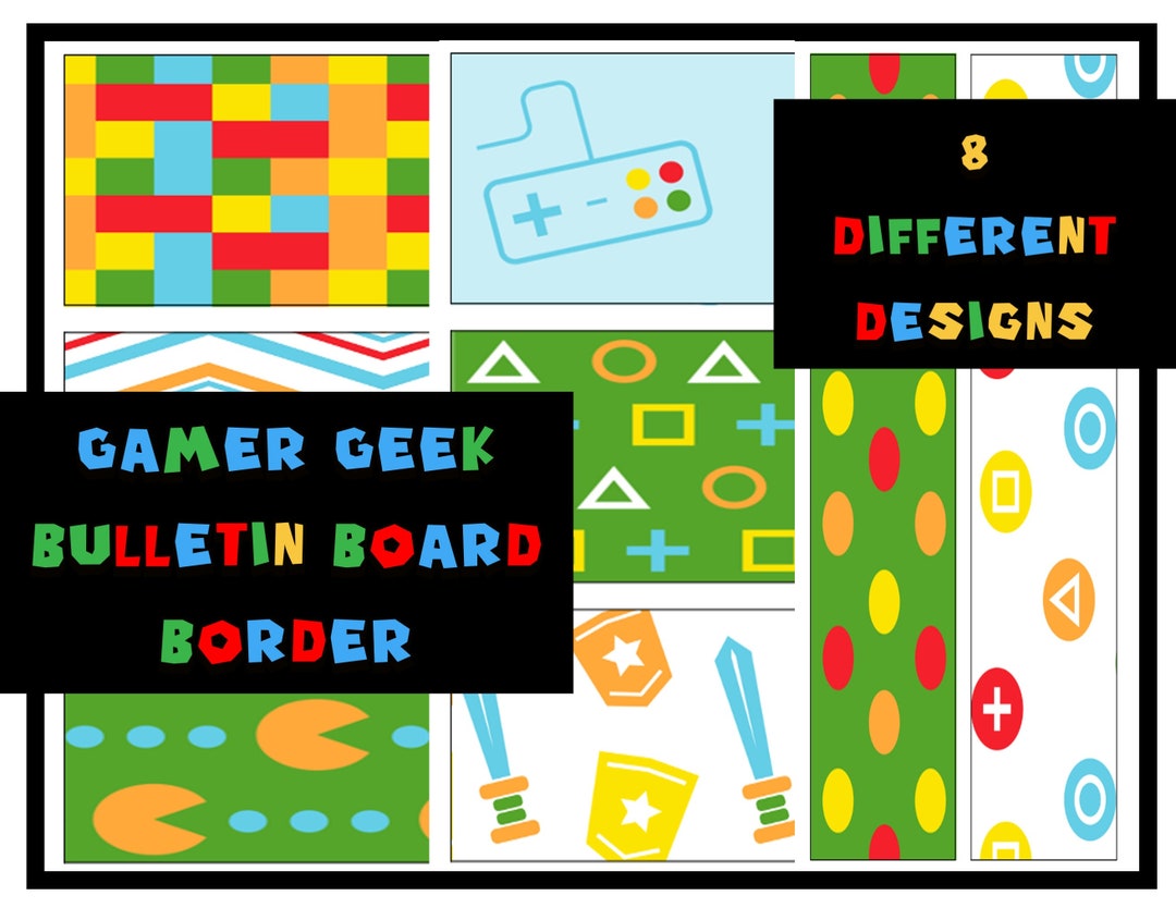 Gamer Geek Bulletin Board Border 8 Printable Designs - Etsy