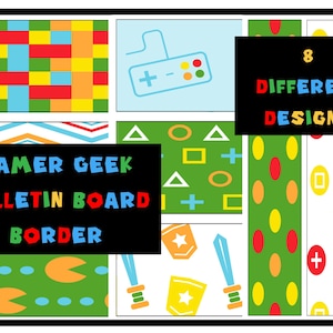 Gamer Geek Bulletin Board Border 8 Printable Designs - Etsy
