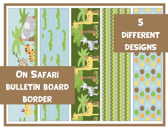 On Safari Bulletin Board Border 5 Printable Designs - Etsy