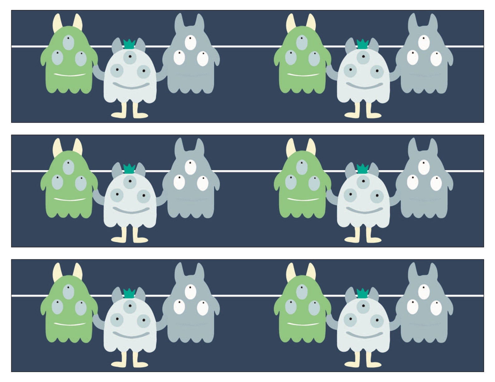 Cute Monster Bulletin Board Border 6 Printable Designs - Etsy