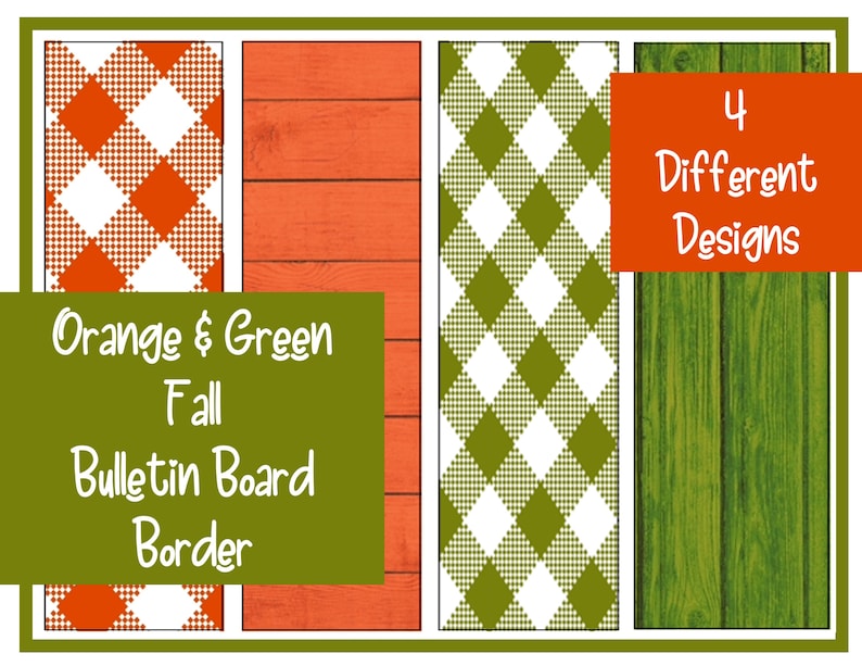 Orange and Green Fall Bulletin Board Border 4 Printable Designs - Etsy