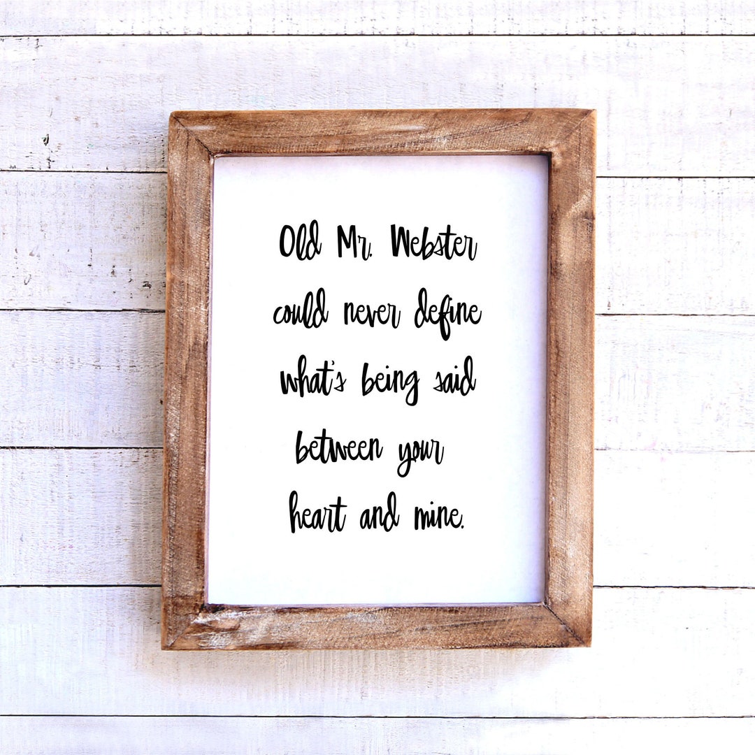 Old Mr. Webster Could Never Define-song Lyrics Print, Bedroom Decor ...