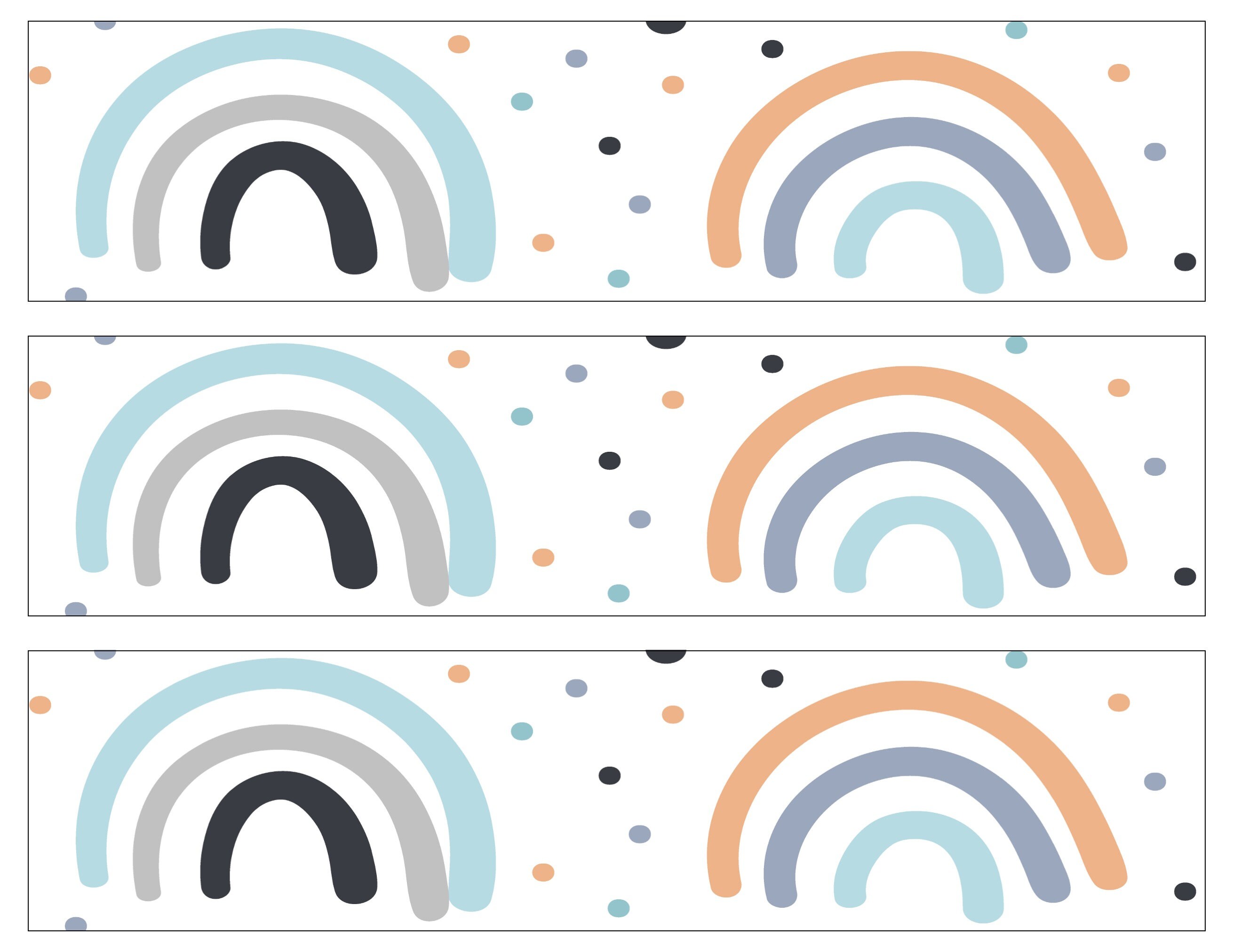 Neutral Doodles Bulletin Board Border 8 Printable Designs - Etsy