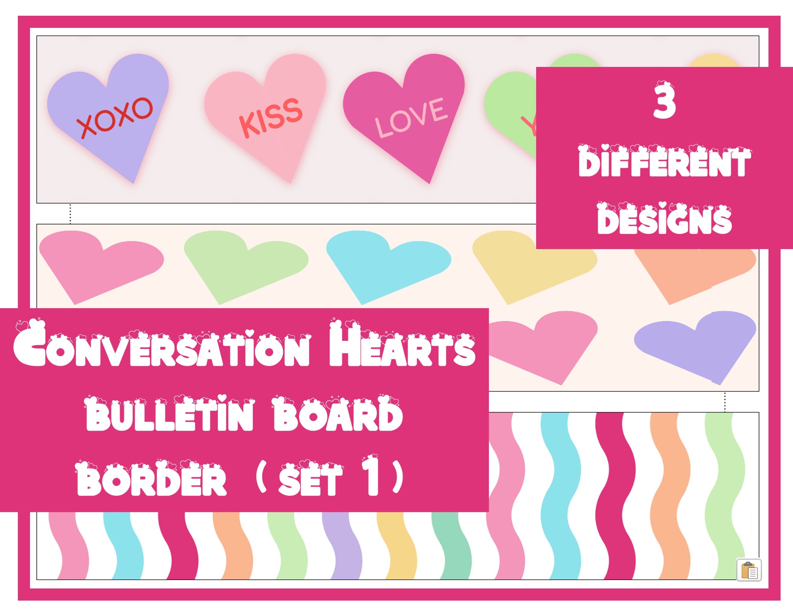 Conversation Hearts Bulletin Board Border 3 Printable Designs (set 1 ...