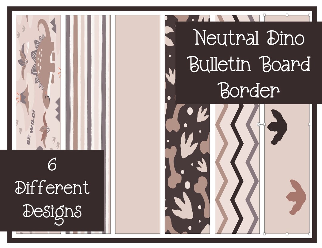 Neutral Dino Bulletin Board Border 6 Printable Designs - Etsy