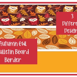 Autumn Owl Bulletin Board Border 3 Printable Designs - Etsy