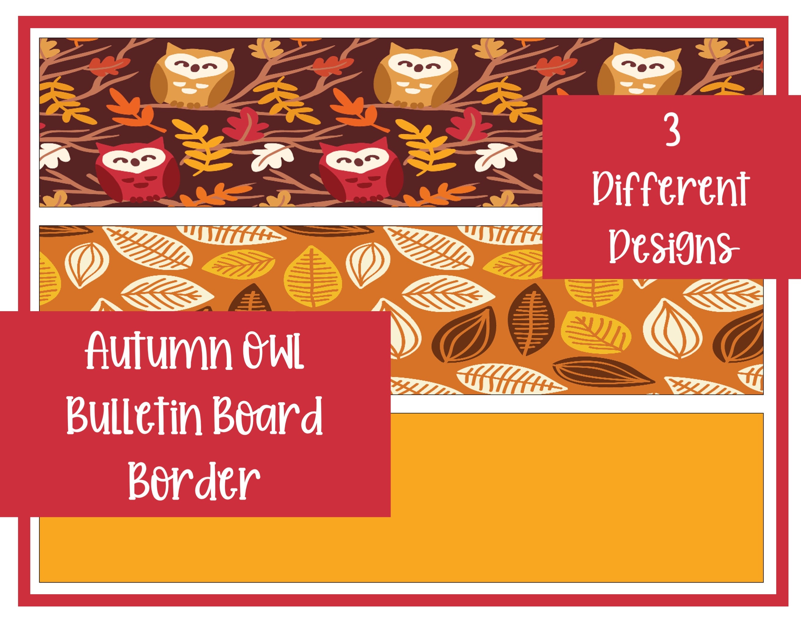 Autumn Owl Bulletin Board Border 3 Printable Designs - Etsy