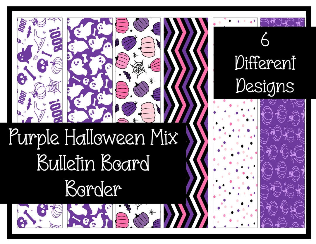 Purple Halloween Mix Bulletin Board Border 6 Printable Designs - Etsy