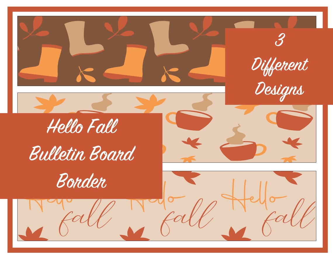 Hello Fall Bulletin Board Border 3 Printable Designs - Etsy