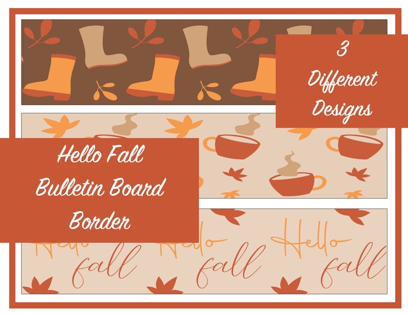 Hello Fall Bulletin Board Border 3 Printable Designs - Etsy