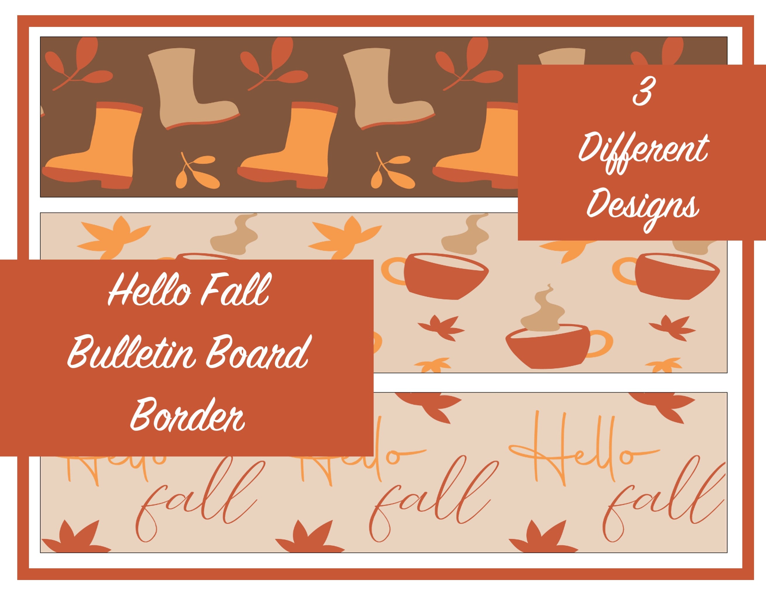 Hello Fall Bulletin Board Border 3 Printable Designs - Etsy