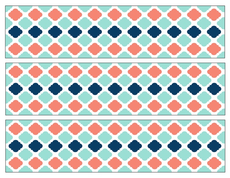 Coral and Blue Bulletin Board Border 12 Printable Designs School Border ...