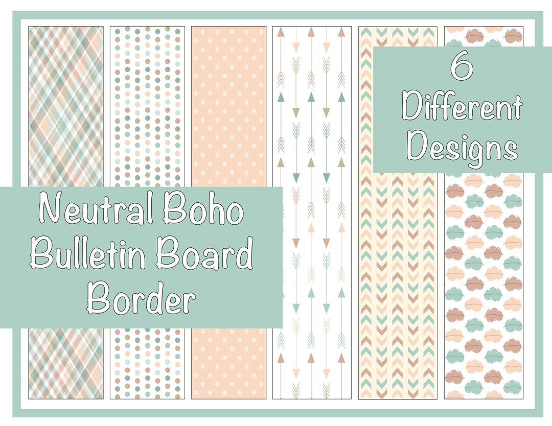 Neutral Boho Bulletin Board Border 6 Printable Designs - Etsy