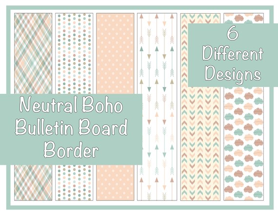 Neutral Boho Bulletin Board Border 6 Printable Designs - Etsy