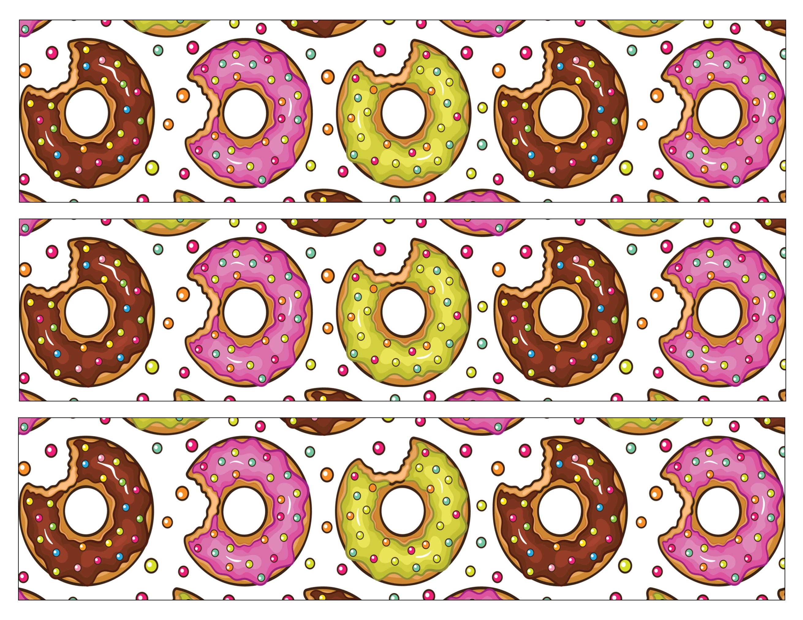 Donut Bulletin Board Border 6 Printable Designs - Etsy