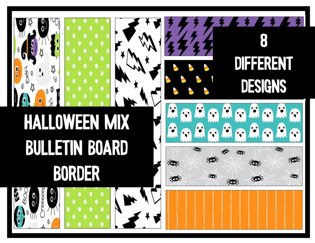 Halloween Mix Bulletin Board Border 8 Printable Designs - Etsy