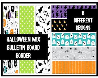 Neon Halloween Bulletin Board Border 3 Printable Designs - Etsy
