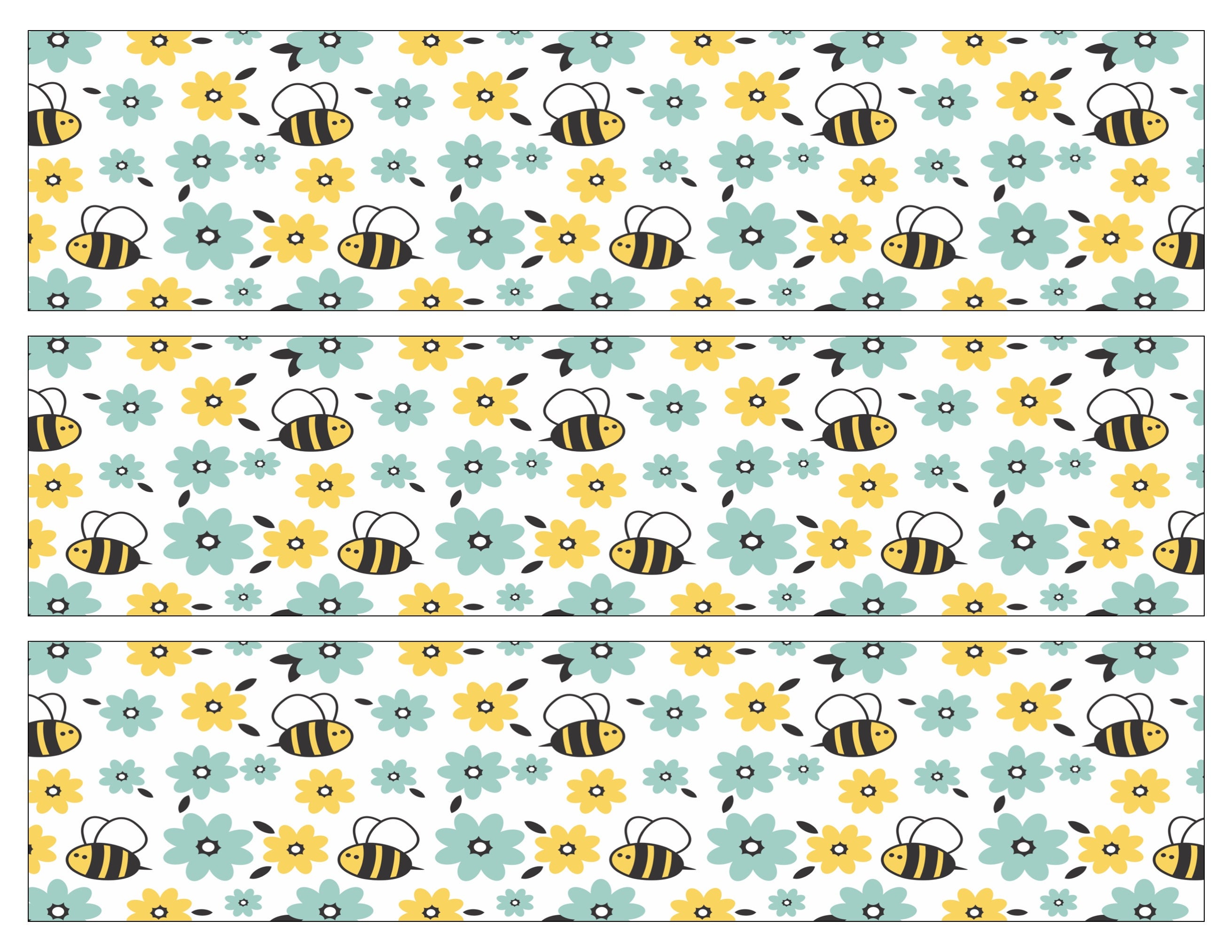 Cute Bee Bulletin Board Border 8 Printable Designs - Etsy