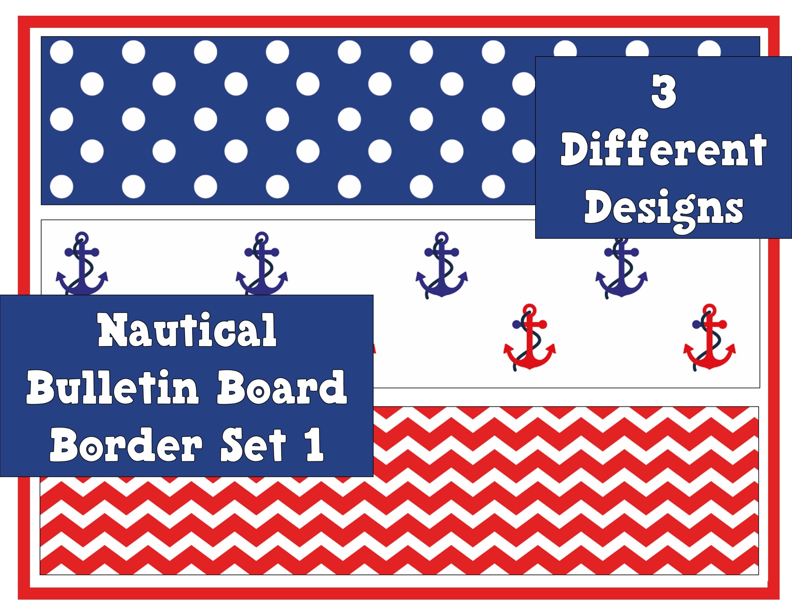 Nautical Bulletin Board Border 3 Printable Designs - Etsy
