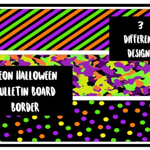 Neon Halloween Bulletin Board Border 3 Printable Designs - Etsy