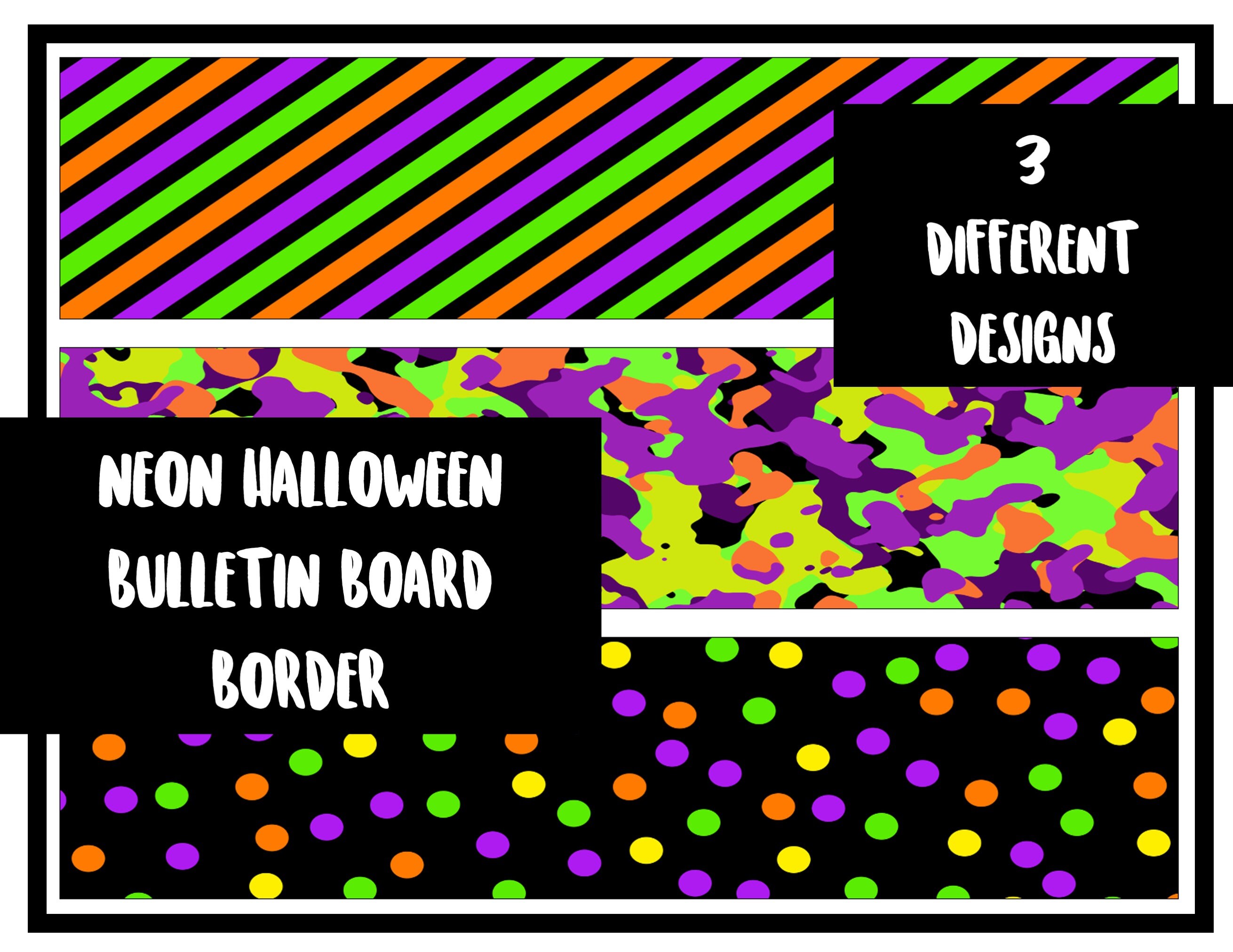 Neon Halloween Bulletin Board Border 3 Printable Designs - Etsy