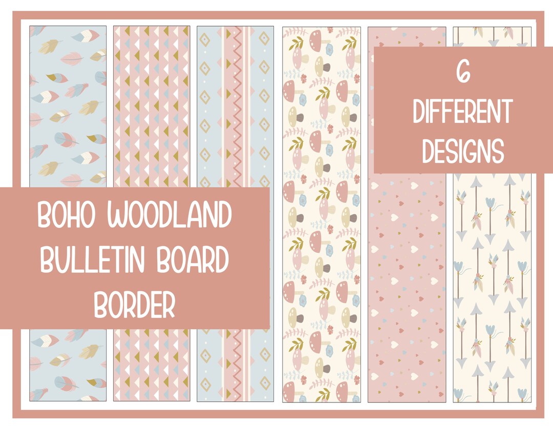 Boho Woodland Bulletin Board Border 6 Printable Designs - Etsy