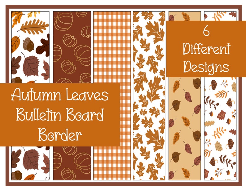 Autumn Leaves Bulletin Board Border 6 Printable Designs - Etsy