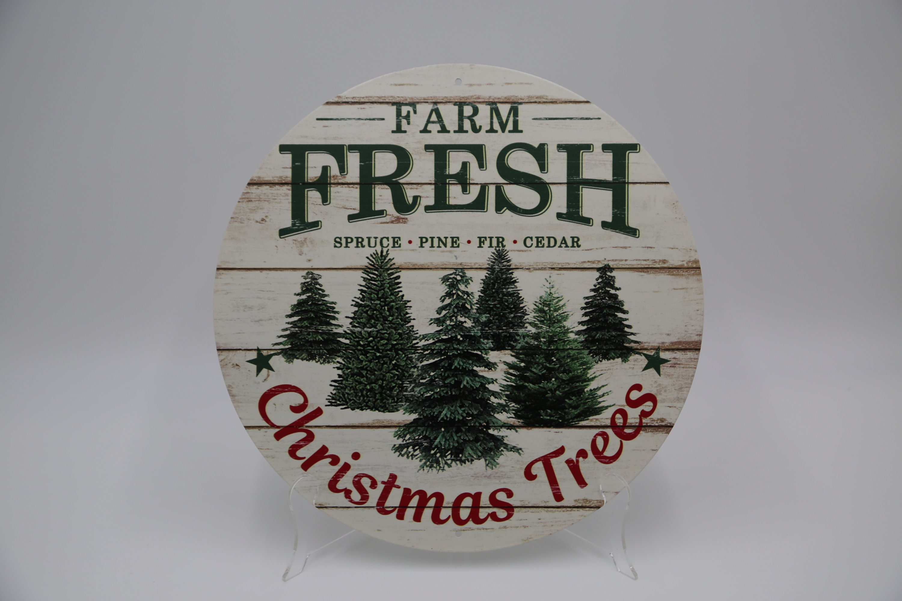 12 Metal Round Sign, Farm Fresh Christmas Trees, Wreath Decor, Wreath ...