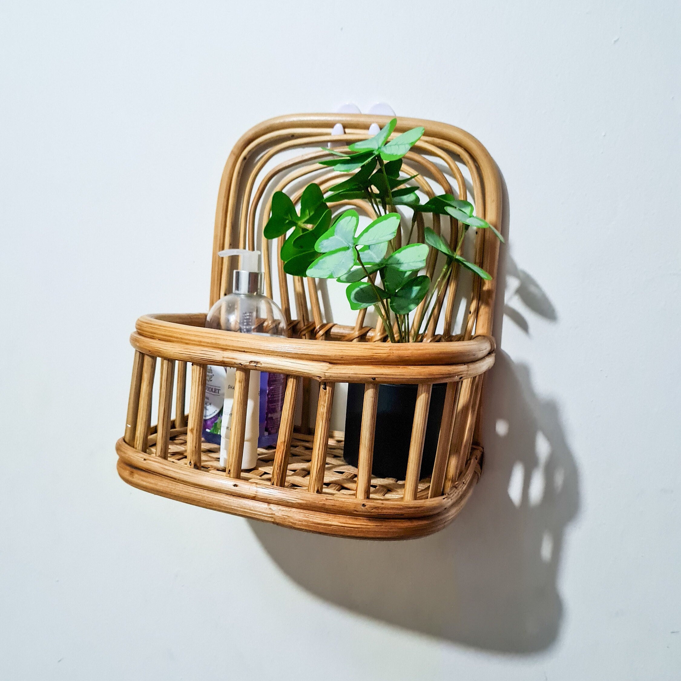 Rattan Wall Shelf Bamboo Cane Arc Wall Shelf Vintage Wall - Etsy