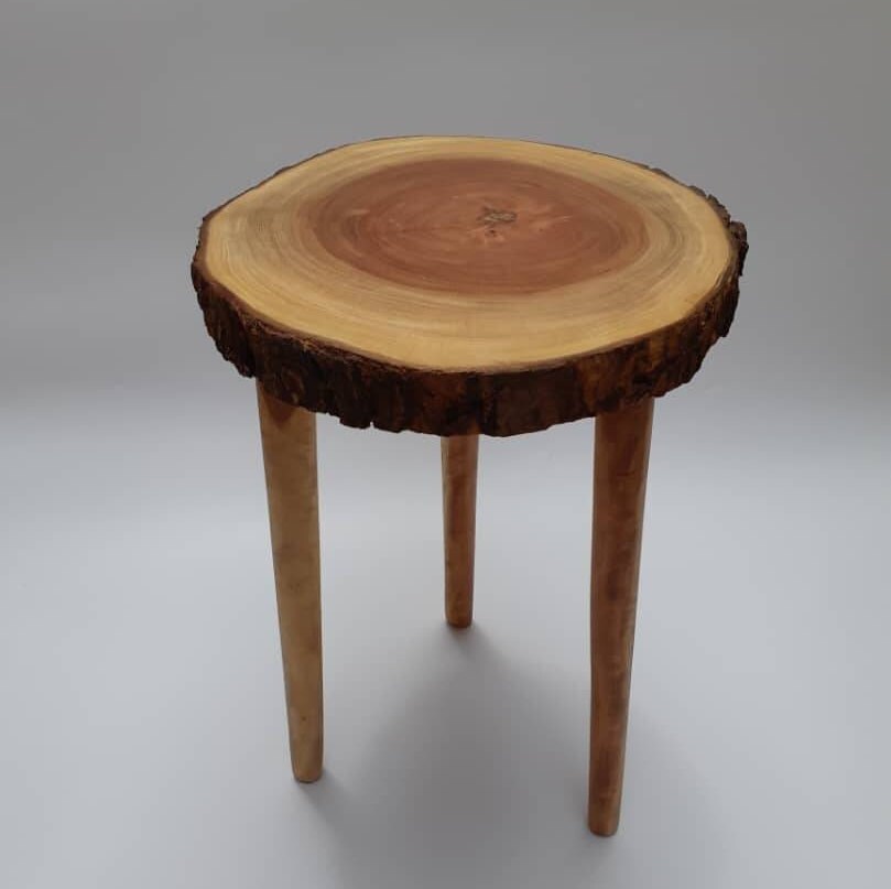 Rustic Side Table Tree Bark End Table Boho Side Table | Etsy