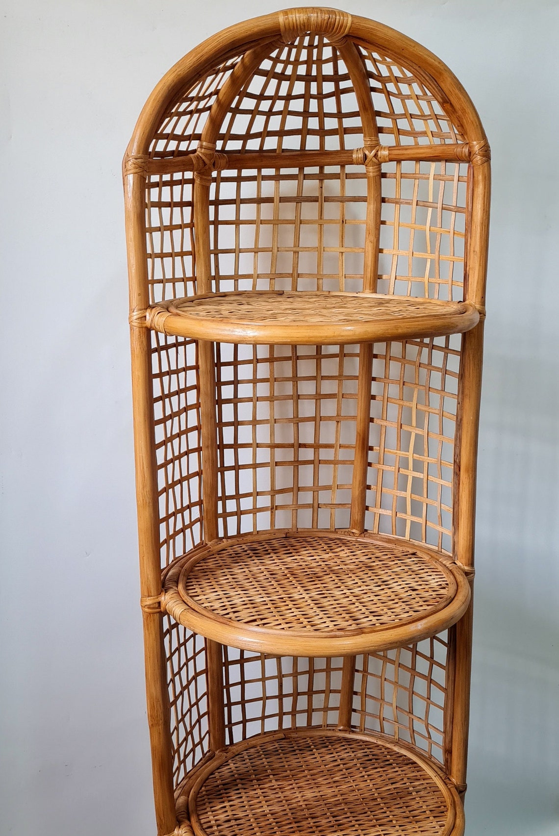 4-tier Round Edged Rattan Wicker Corner Shelf Boho Corner - Etsy Canada