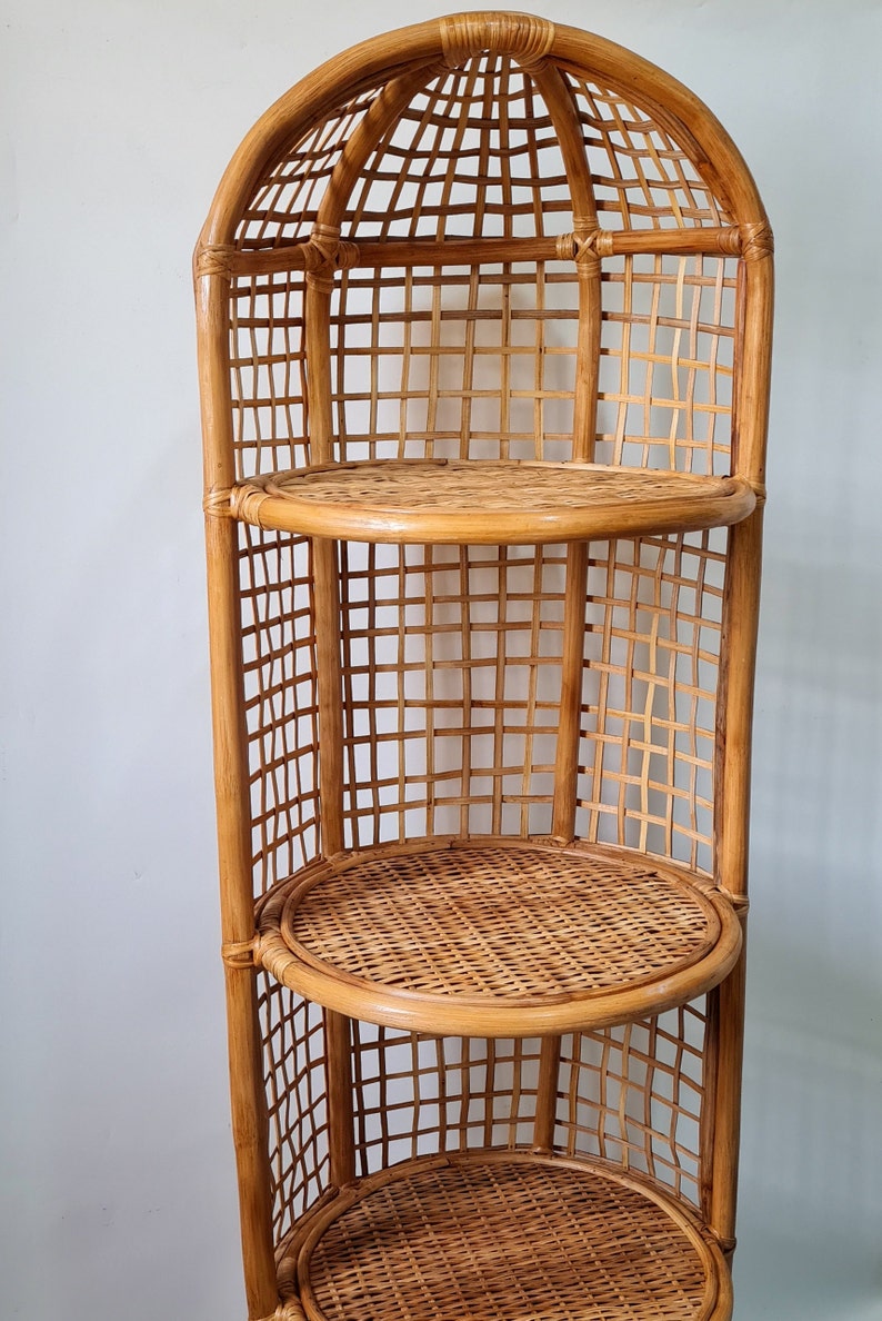 4-tier Round Edged Rattan Wicker Corner Shelf Boho Corner - Etsy Canada