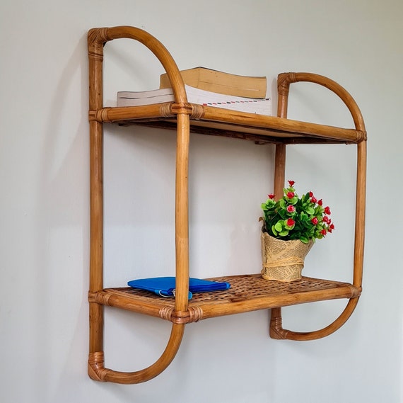 Rattan Wall Shelf two Tier Wall Shelf Boho Wall Shelf cane Shelf wooden Shelf hanging Shelf rattan Wall Planter rattan Flower Shelf Etsy Sweden