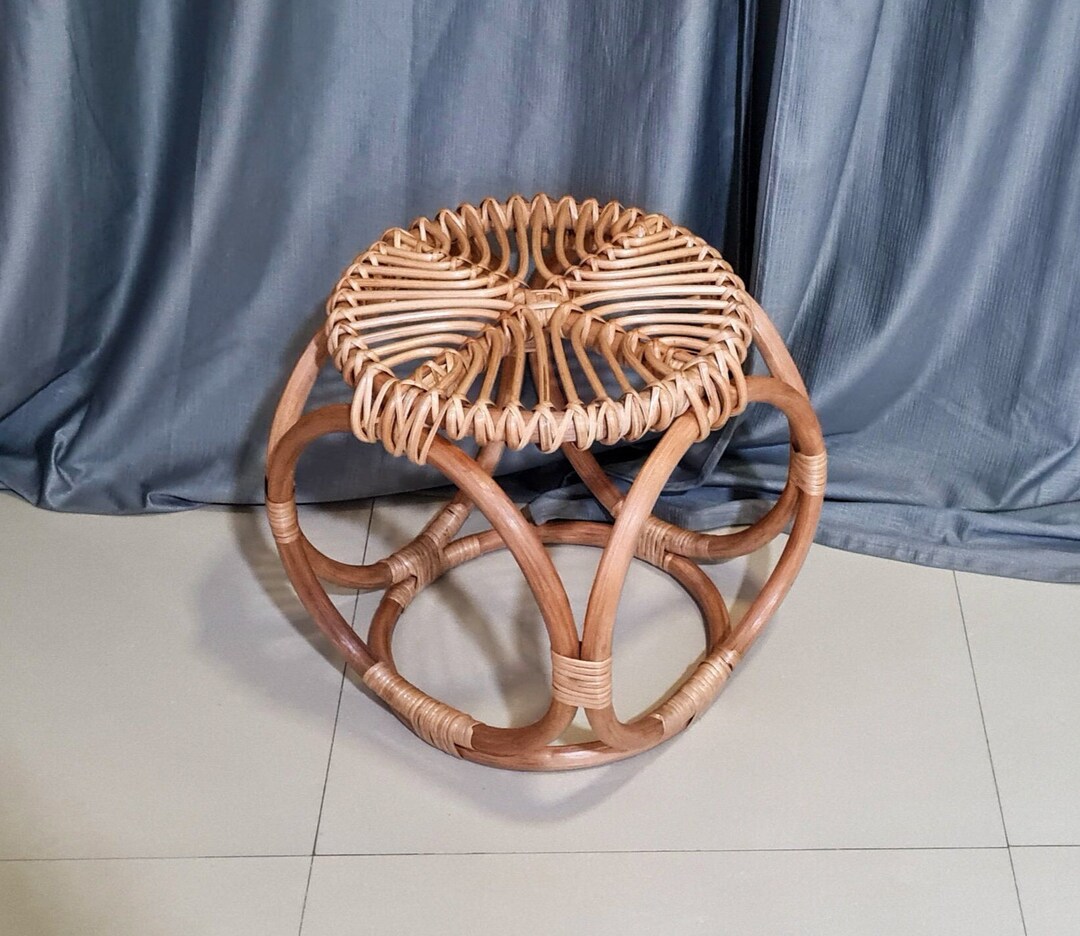 Rattan Puff Chair, Rattan Bamboo Dresser Stool, Wicker Bamboo Dressing Stool, Make-up Chair ...