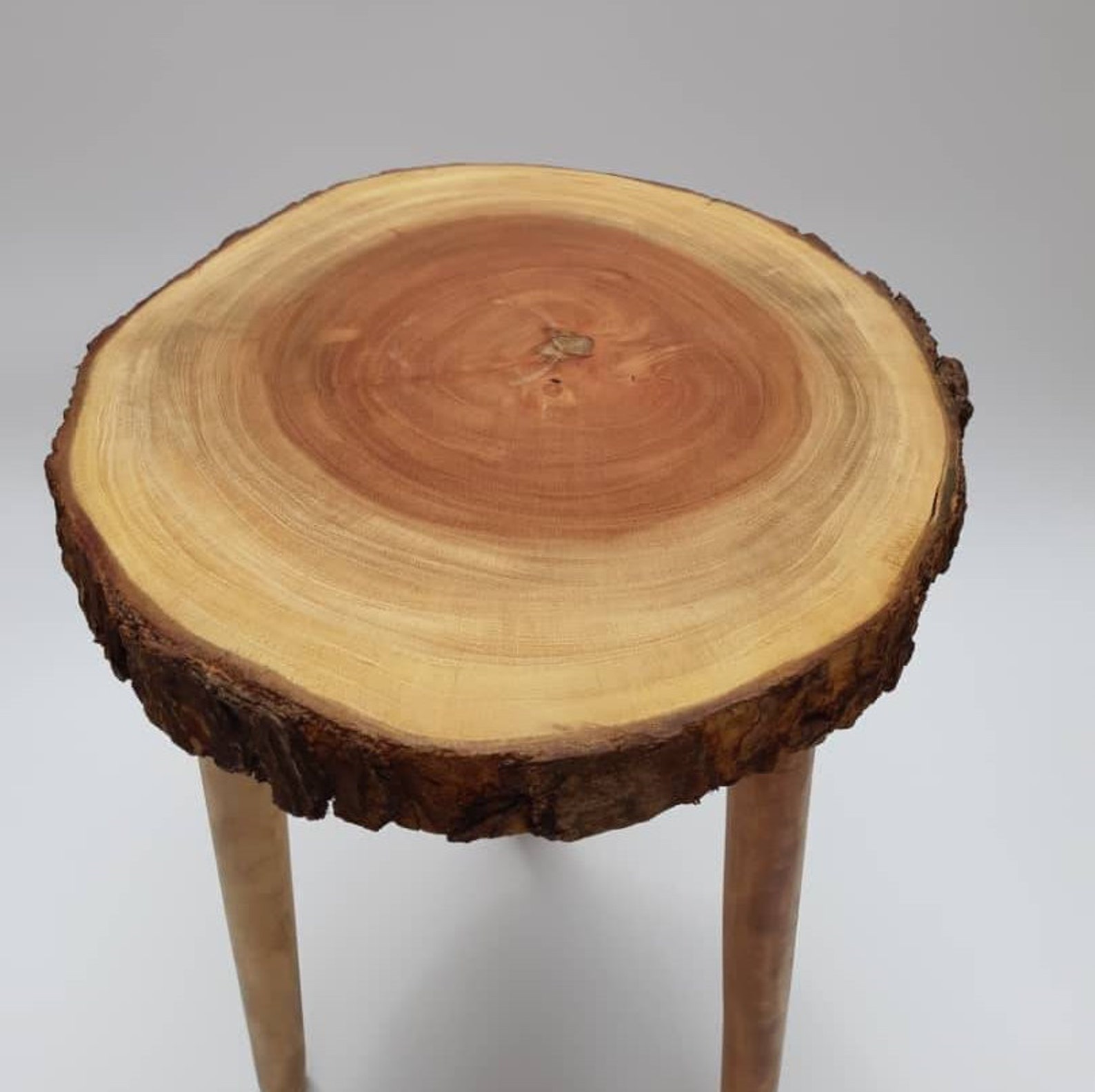 Rustic Side Table Tree Bark End Table Boho Side Table - Etsy