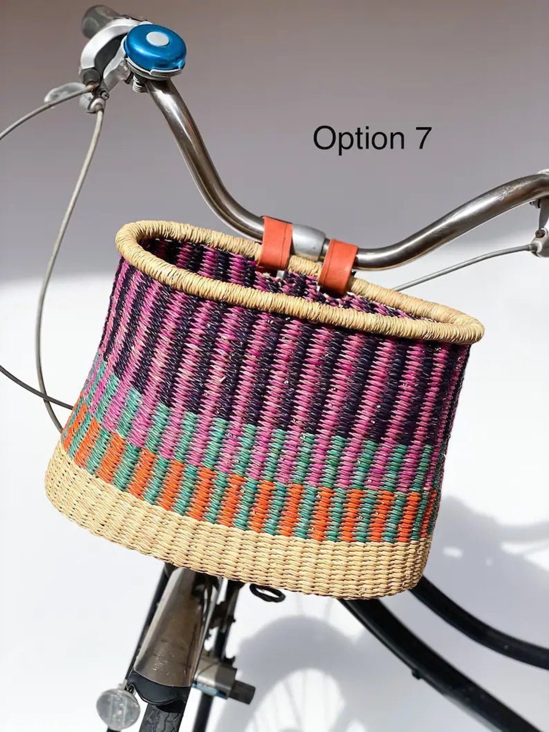 Woven Bicycle Basket, Bolga Bike Baset, Front Bicycle Basket, Colorful ...
