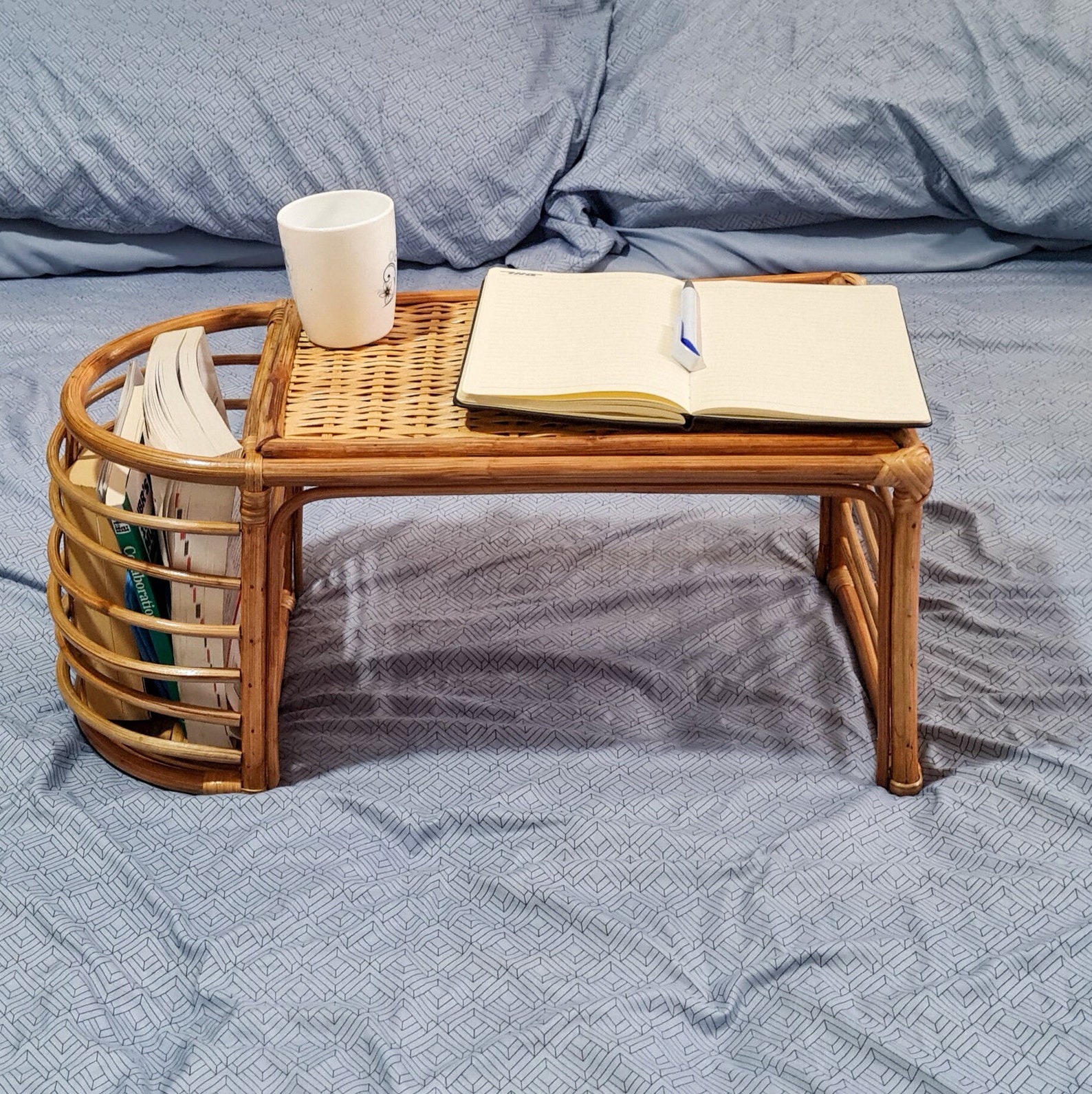 Rattan Bed Tray Boho Bed Table Rattan Bed Table Bamboo Bed - Etsy