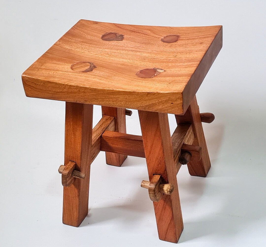 Antique Styled Mahogany Wooden Stool, Natural Wooden Stool, Rustic ...