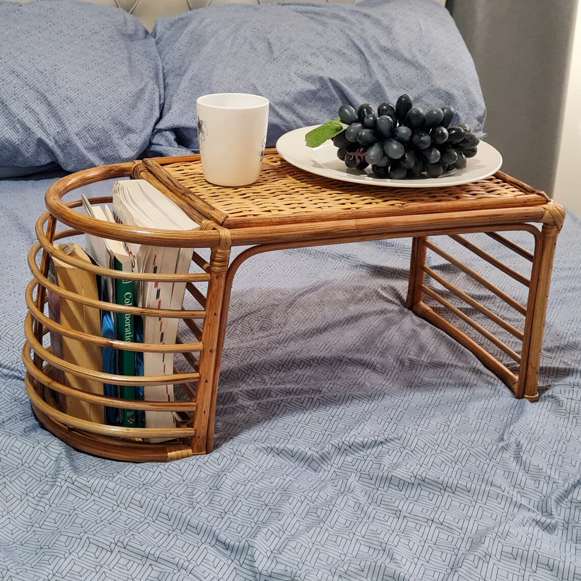 Rattan Bed Tray Boho Bed Table Rattan Bed Table Bamboo Bed - Etsy