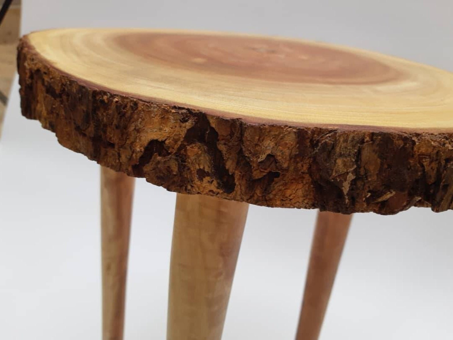 Rustic Side Table Tree Bark End Table Boho Side Table - Etsy