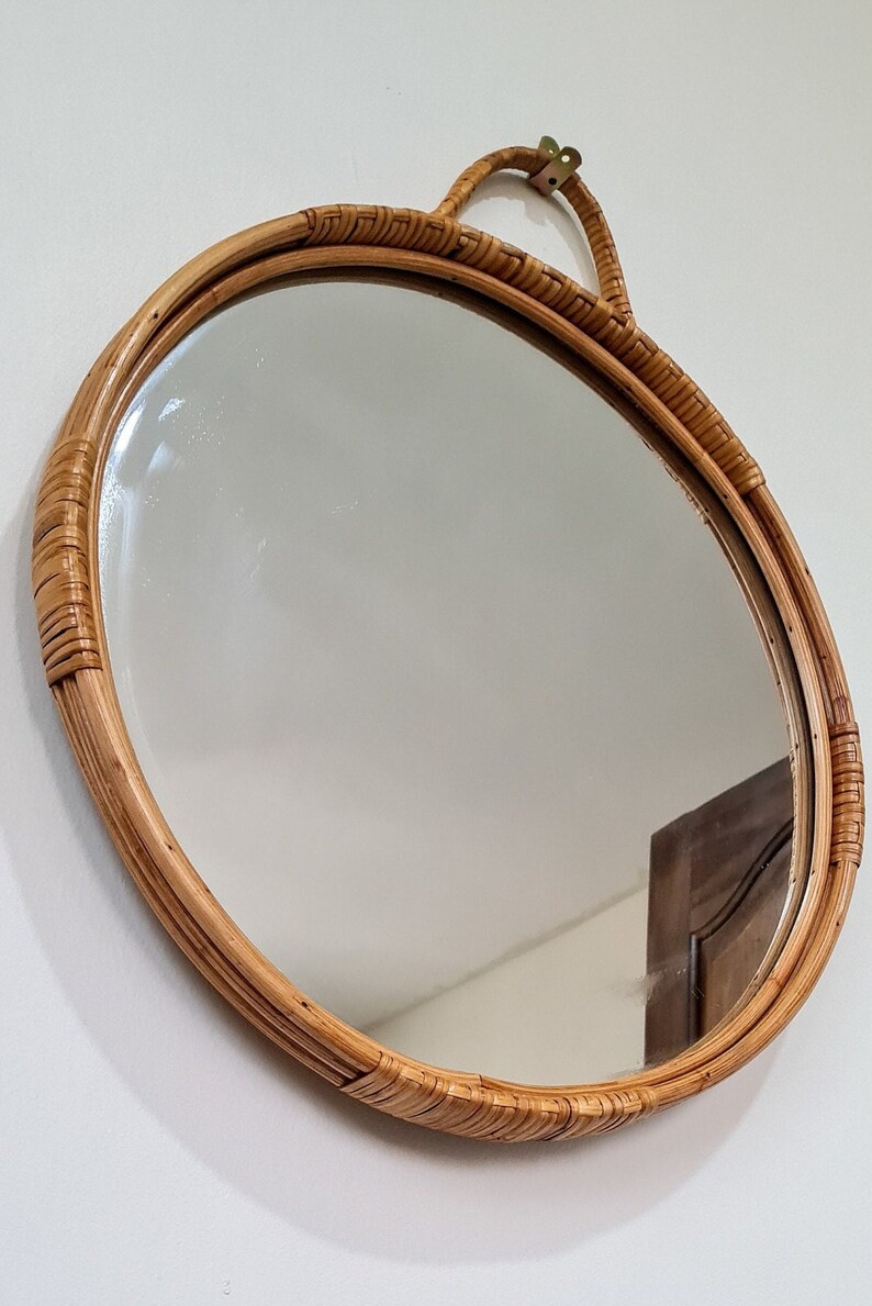 Large Rattan Wall Mirror Entryway Mirror Dressing Mirror | Etsy