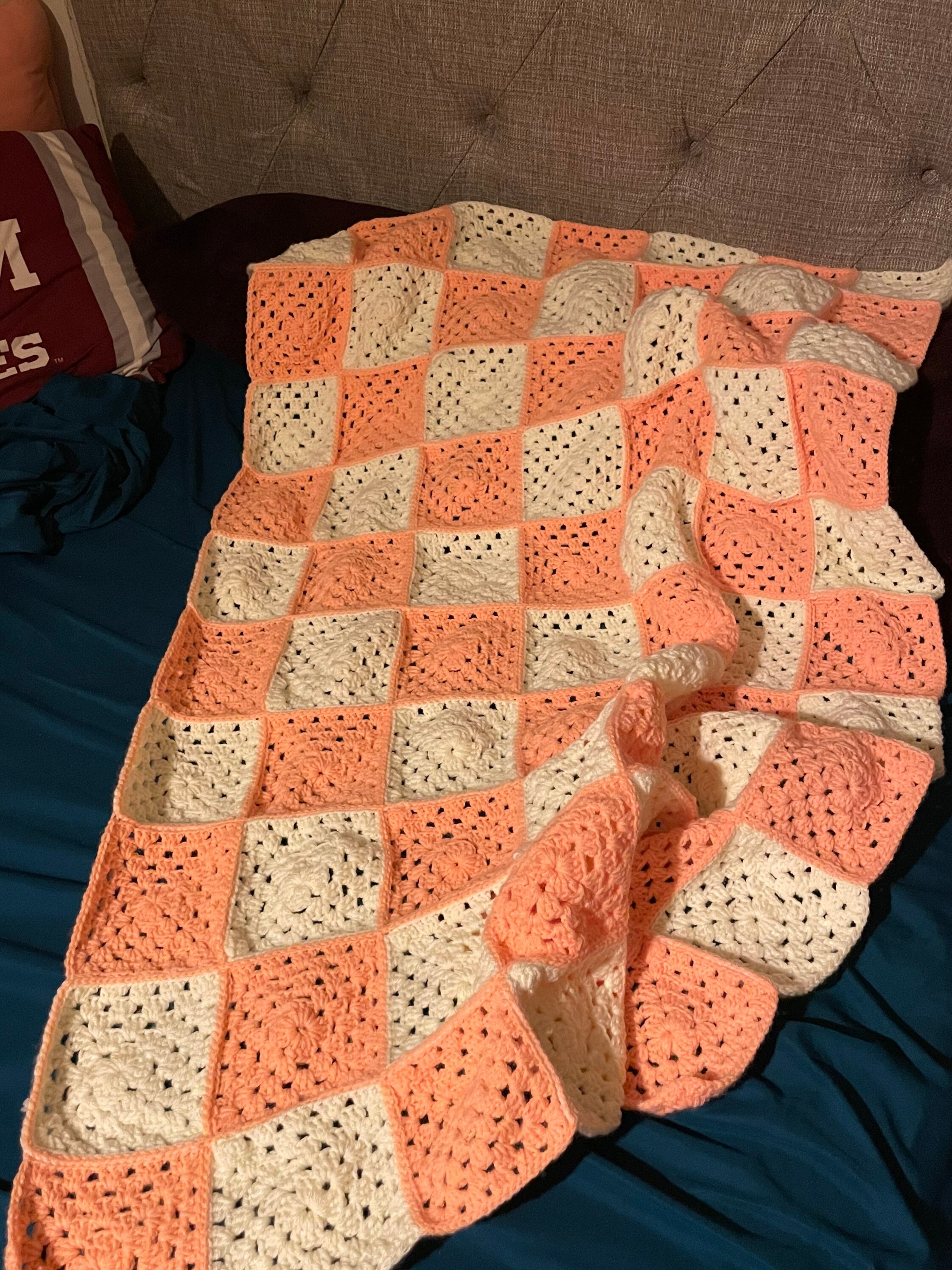 Dreamsicle Checkered Crochet Granny Square Blanket - Etsy