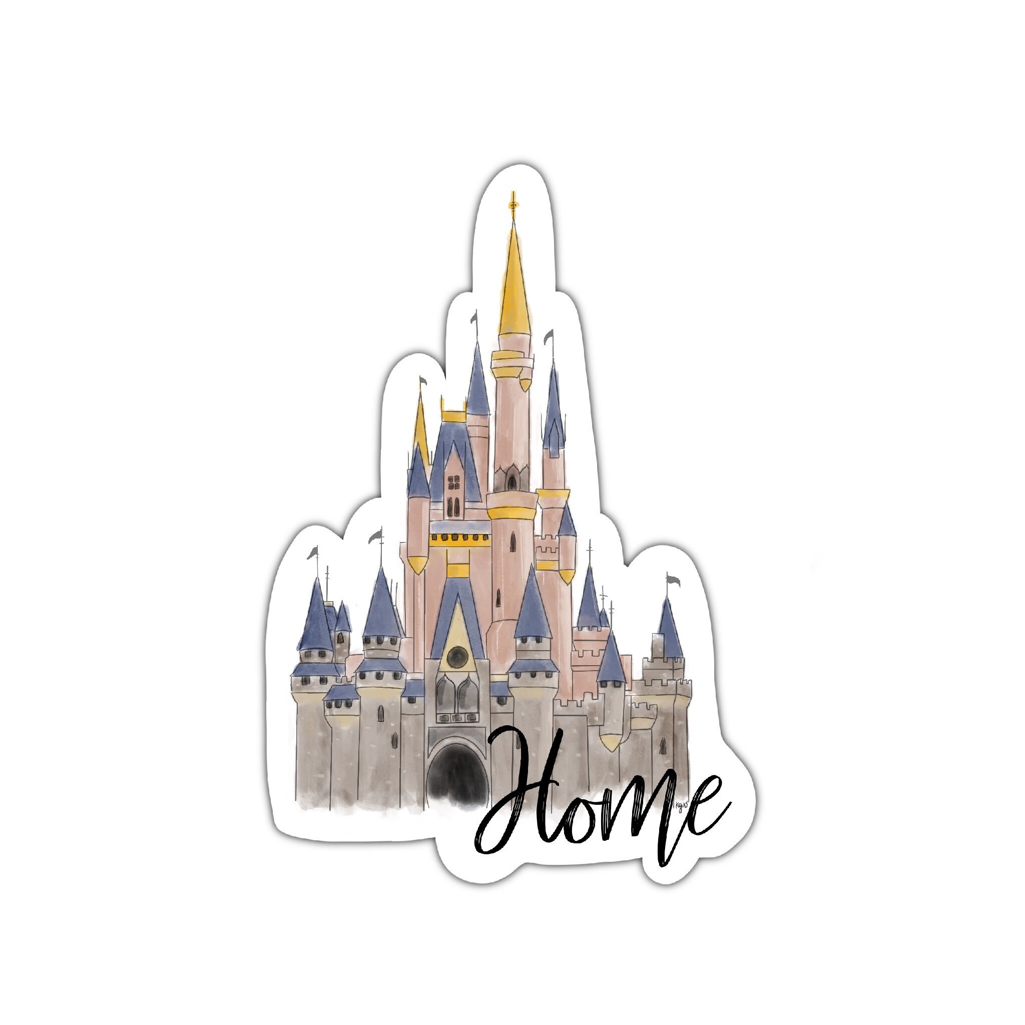 Cinderella Castle Watercolor Sticker Waterproof Disney | Etsy