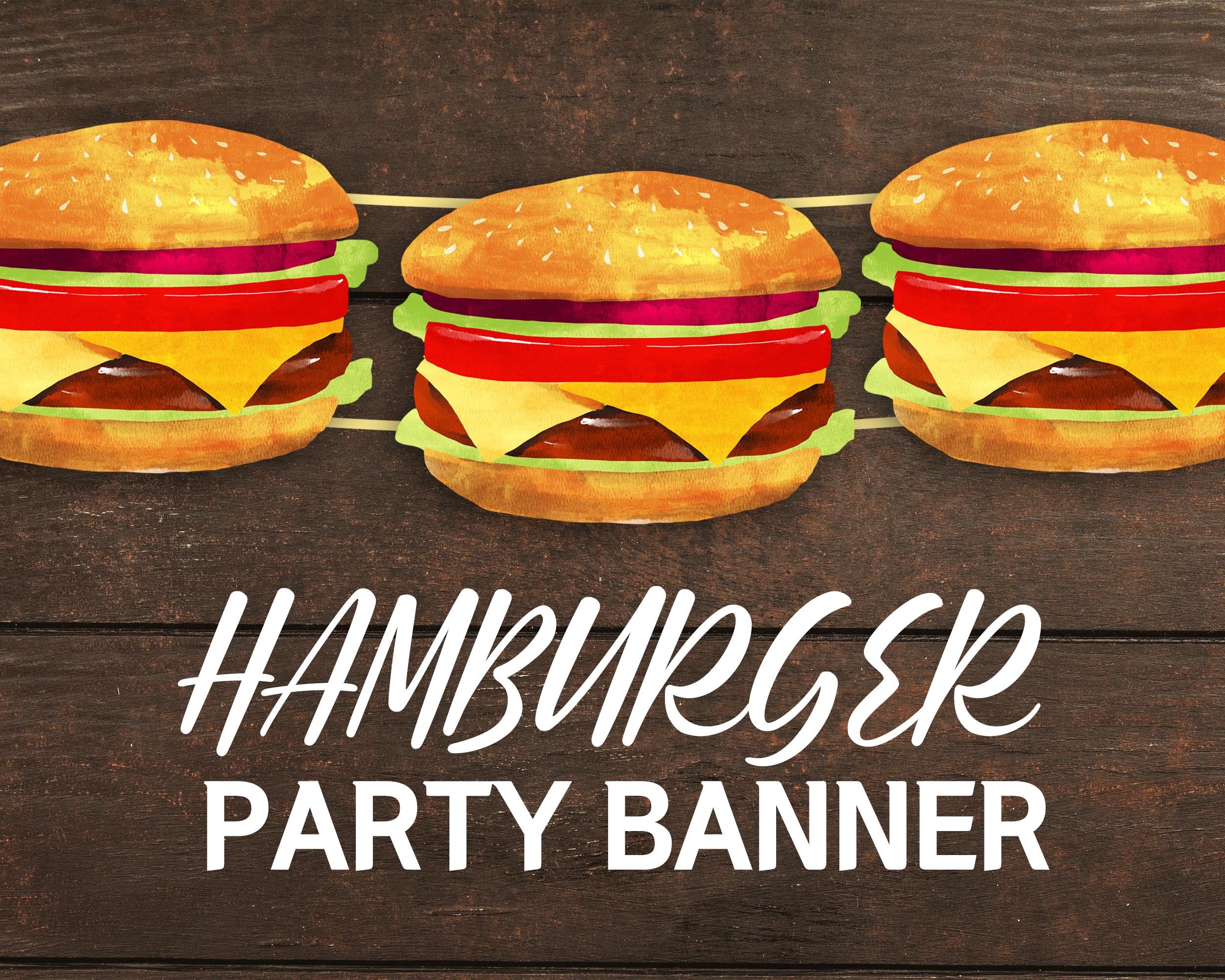 Hamburger Banner,hamburger Garland,hamburger Party,hamburger Birthday ...