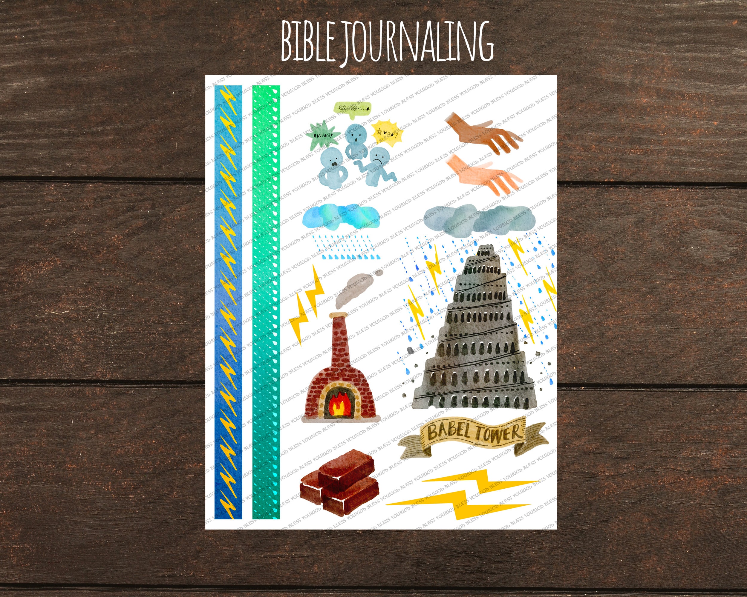 Tower of Babel Clip Art,bible Journaling,watercolor Bible Art,bible Art ...